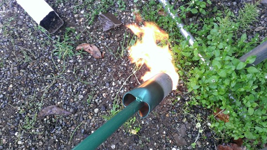 Controlling weeds using a flamethrower